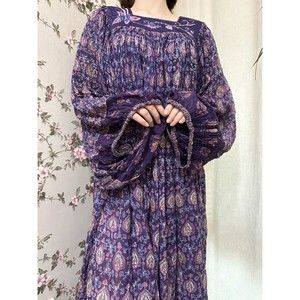 Phool | Dresses | Rare Vtg Phool 7s Purple Beads Retro Puff Sleeves ...